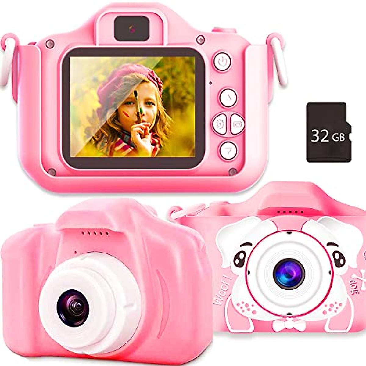 Sinceroduct Mini Kids Camera for Girls & Boys- 20MP Digital Camera for Kids & Toddlers – Kids Selfie Camera Video Camera, 2.0 Inch IPS Screen - 32GB SD Card Included - Pink