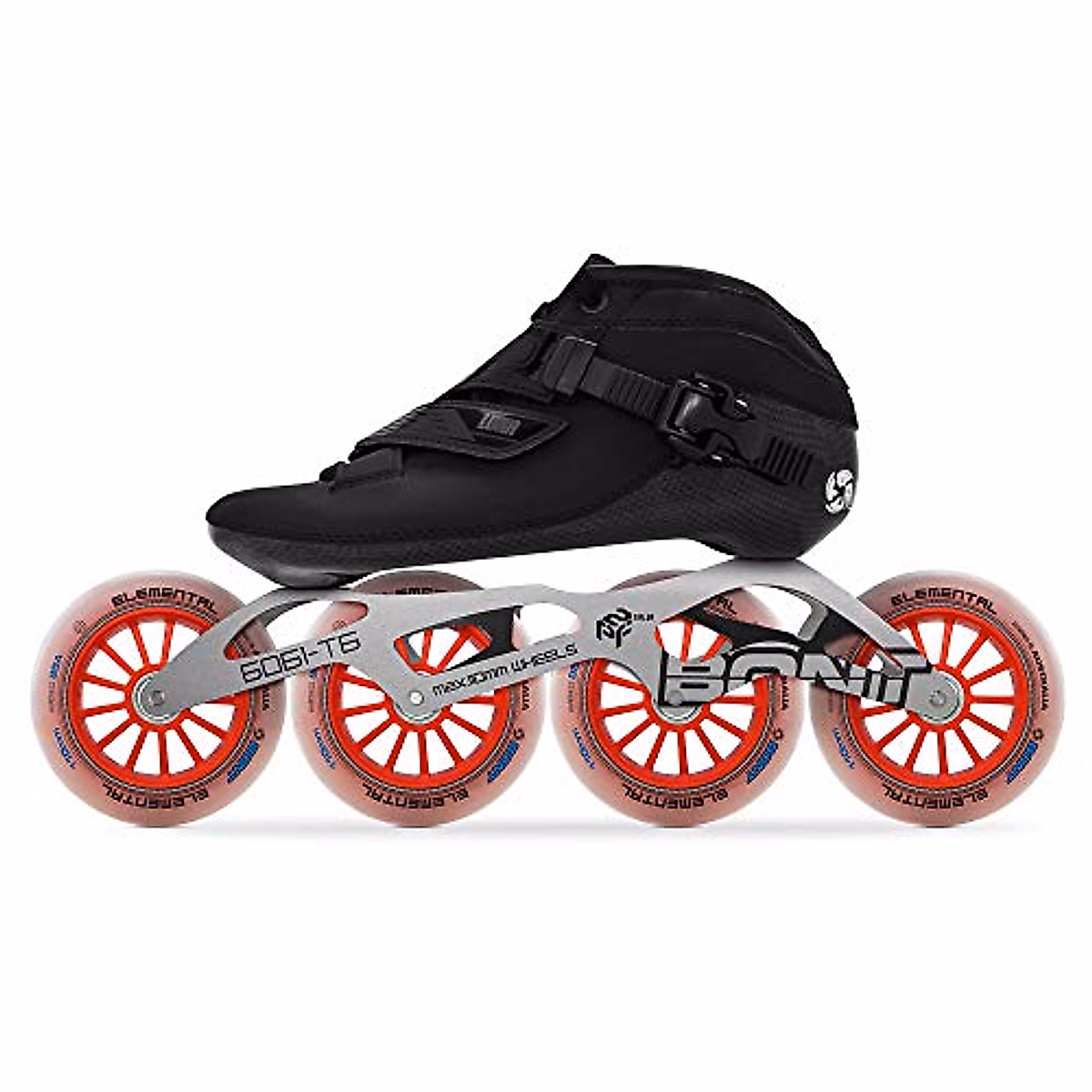 Bont Inline Speed Skating Racing Package - Luna Skate Boot + 2PF 6061 Frame + Elemental Wheels + ABEC7 Bearings - Youth - Boys - Girls - Men - Women (Blue, 37/5)