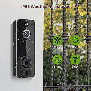 EKEN Smart Video Doorbell Camera Wireless with Chime Ringer, HD Live Image, Night Vision, Cloud Storage, Battery Powered, Indoor/Outdoor Surveillance, Smart AI Human Detection, 2.4G WiFi, 2-Way Audio