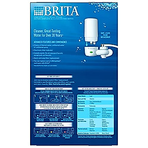 Brita Faucet Mount System, Water Faucet Filtration System with Filter Change Reminder, Reduces Lead, Made Without BPA, Fits Standard Faucets Only, Elite Advanced, White, Includes 2 Replacement Filters