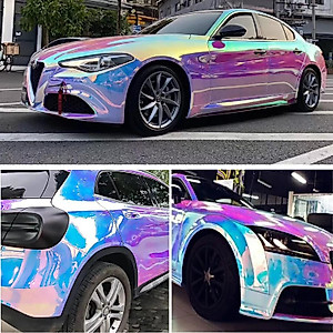 Holographic Rainbow Neo Chrome Car Vinyl Wrap Gloss Air Bubble Free Adhesive Decal Sticker Film Sheet DIY