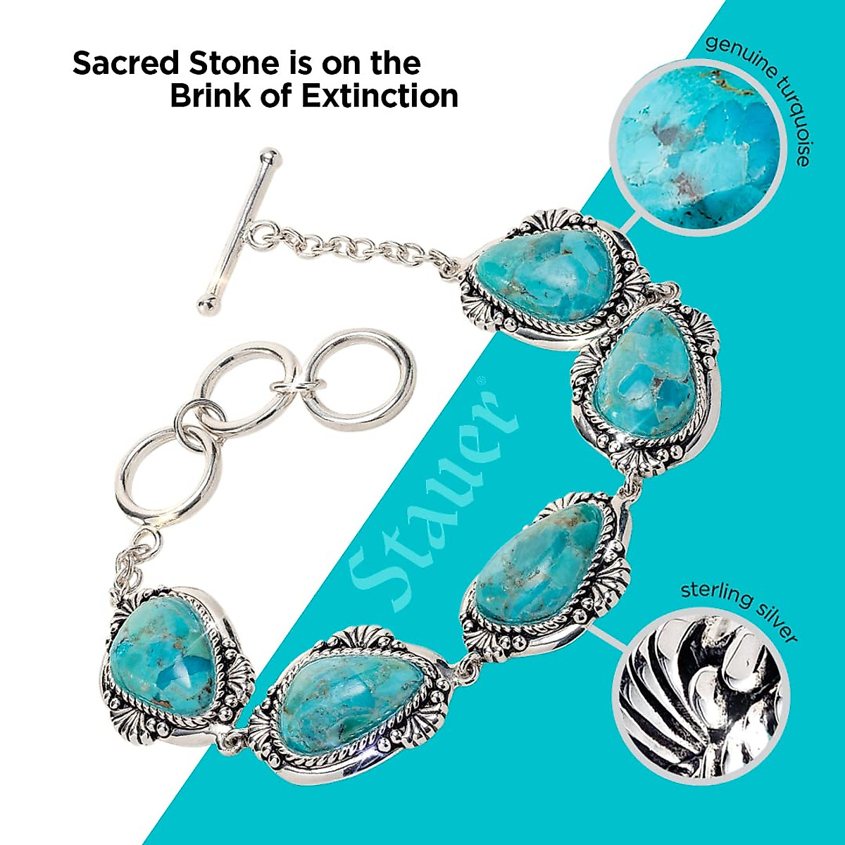 Stauer Sedona Turquoise Genuine Arizona Turquoise Jewelry Earring Set (Bracelet)