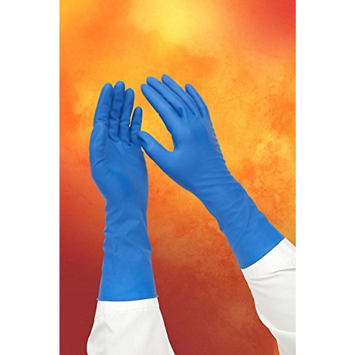 Adenna HER008 Hero 14 mil Powder-Free Latex Gloves, Extended Cuff, Medical Grade, Blue, X-Large, Box of 50