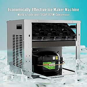 Commercial Ice Maker Machine 400lbs/24H with 300Lbs Large Storage Bin, Industrial Ice Machine with SECOP Compressor,ETL Approval, Scoops Hose Included,Perfect for Bar Restaurant,110V