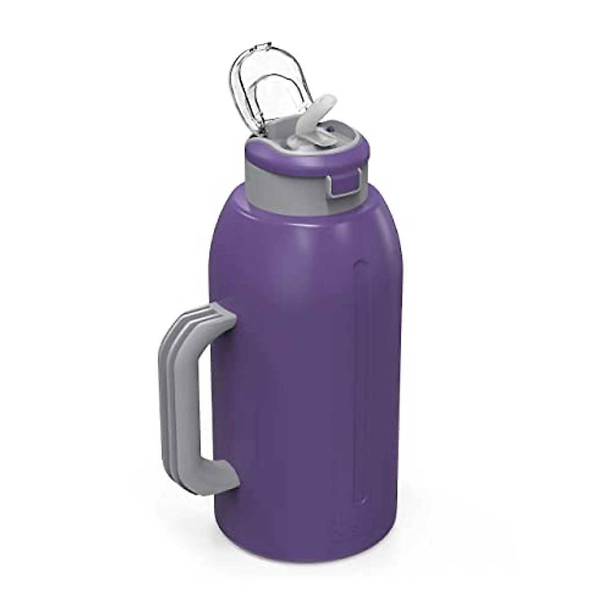 Zak Designs 64oz Genesis Double-Wall Vacuum-Insulated Stainless Steel Water Bottle with Easy-Open Button Lid and Built-In Carry Handle, Leak-Proof Design (64oz, Viola)
