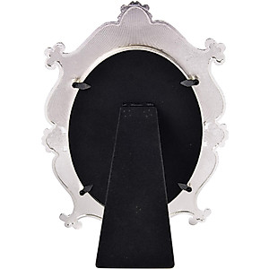 Nerien Vintage Vanity Tabletop Mirror, Metal Oval Decorative Makeup Mirror with Stand, Antique Table Cosmetic Mirror, Coquette Countertop Desk Dresser Mirror for Home Bedroom Bathroom (White, M)