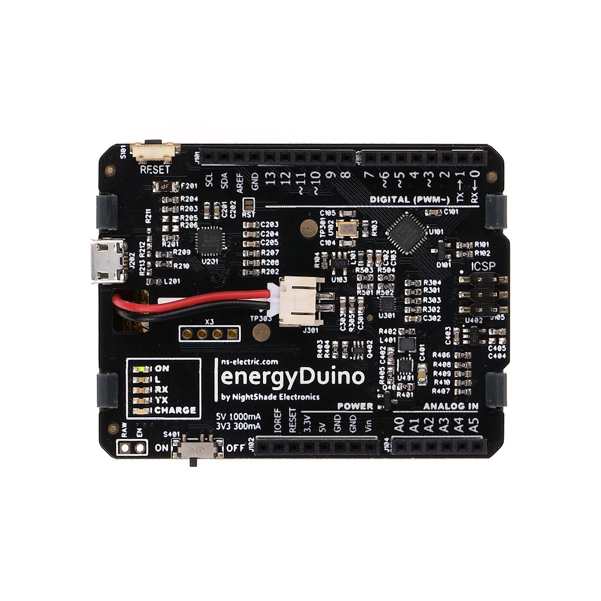 energyDuino – ATmega328P Uno Board with Rechargeable Battery - Compatible with Arduino IDE