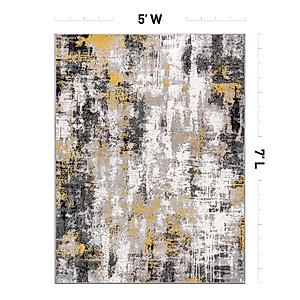 Rugshop Tralee Modern Abstract Stain Resistant Area Rug 5' x 7' Yellow