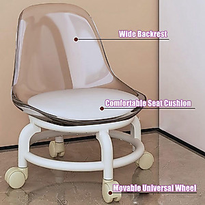 360° Swivel Chair Low Stool Rolling Stool with Backrest Low Height Roller Stool with Universal Swivel Caster Wheels for Home Office, Adult, Kids Chair (Brown)