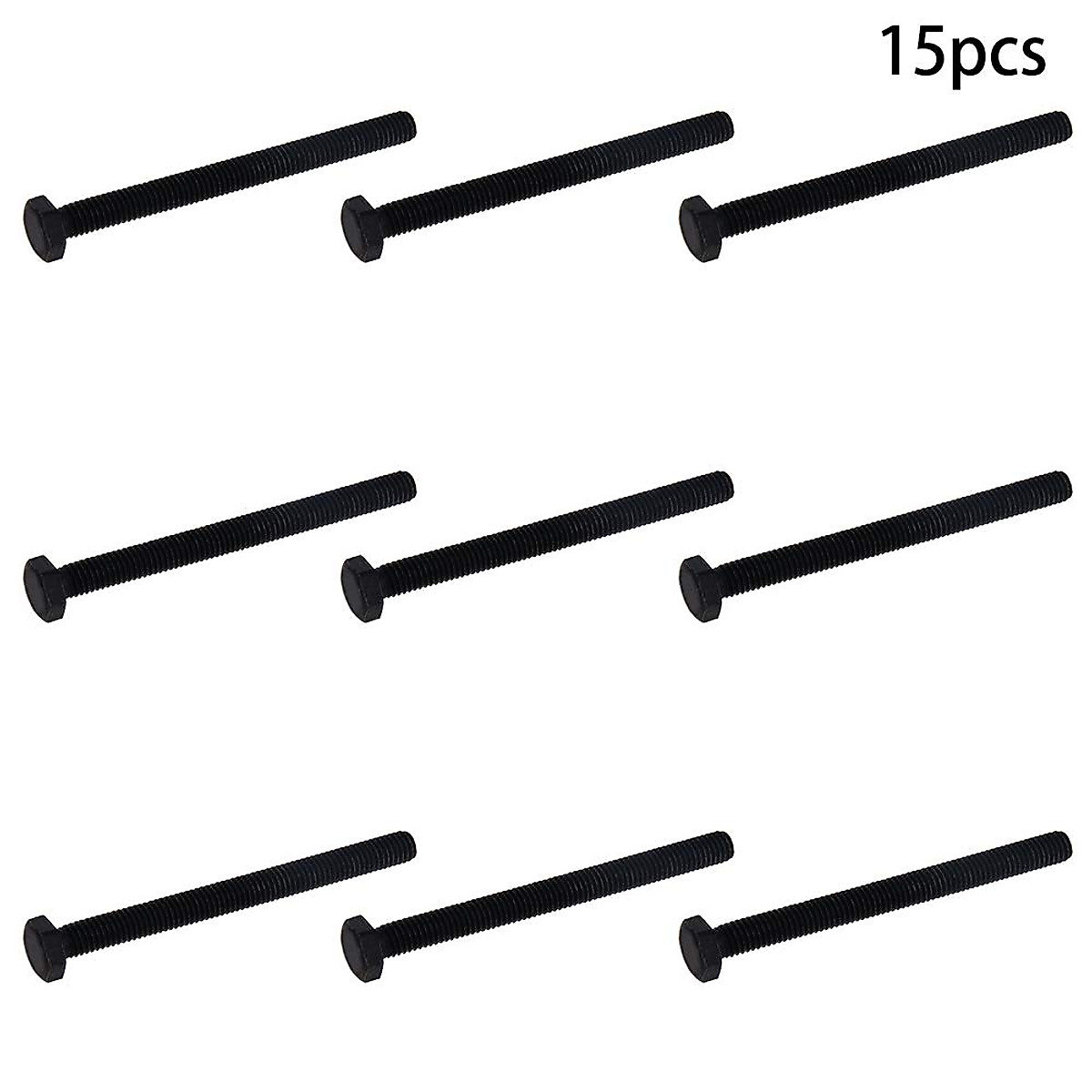 MroMax 15Pcs M6 x 70mm Hex Head Screw Bolt, Carbon Steel Grade 8.8, Black Oxide Finish, Full Thread, Hexagon Head Bolts for Furniture Repair