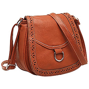 Women's PU Hollow Shoulder Bag Crossbody Bag Front Belt Messenger Bag Red