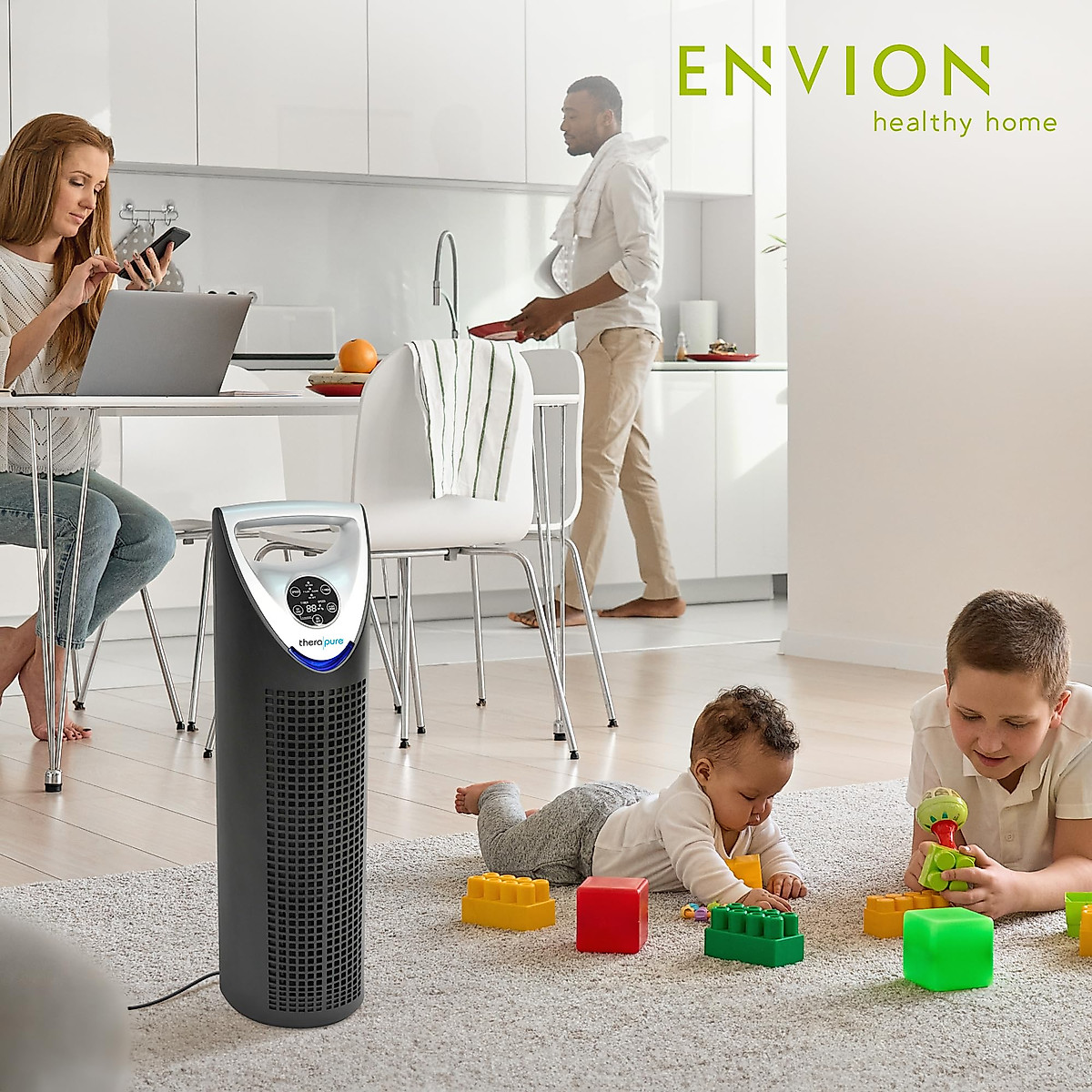 ENVION Therapure 120 Volt Medium to Large Room Air Filter HEPA Air Purifier with 3 Fan Speeds, LED Display, and 24 Hour Timer, Black