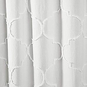 Lush Decor White Avon Chenille Trellis Window Curtain Panel Pair (95" x 40"), (95 in x 40