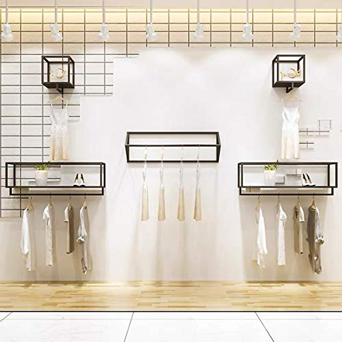 MDEPYCO Creative Triangle Display Garment Racks in Boutique Clothing Stores, Wall-Mounted Hanging Clothes Shelf in Home, Towel Racks for Bathroom Storage (Black, 31.5" L)