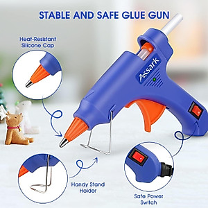 Assark Glue Gun, Mini Hot Glue Gun Kit with 30 Glue Sticks for School Crafts DIY Arts Quick Home Repairs, 20W (Blue)
