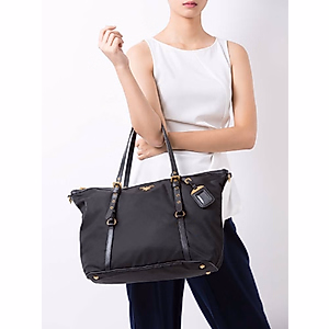 Prada Tessuto Black Nylon Leather Trim Shopping Tote Handbag 1BG253