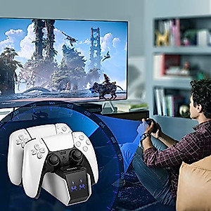 TESSGO PS 5 Dual Controller Charging Station with LED Indicators, PS 5 Charger with Fast Charging USB Cable