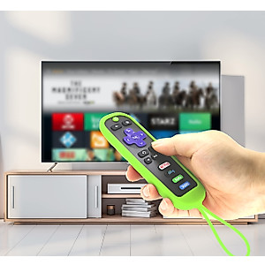TOKERSE 2 Pack Glow Remote Case Compatible with TCL Roku Smart TV RC280 RC282 Remote Control - Replacement Silicone Case Cover Sleeve Glow in The Dark with Lanyard for TCL Roku TV Remote - Blue Green