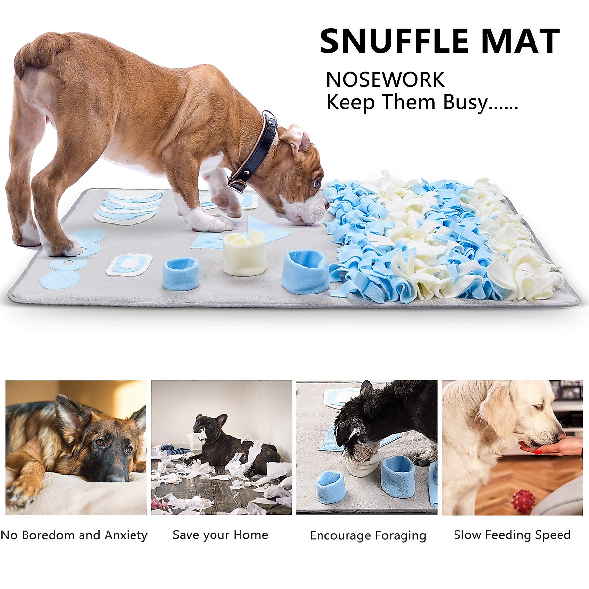 Fida Dog Snuffle Mat for Small Medium Large Breed, Puppy Treat Feeding Mat for Foraging, Training Mats Pet Activity/Toy/Play Mat, Machine Washable- Perfect for Stress Release,
