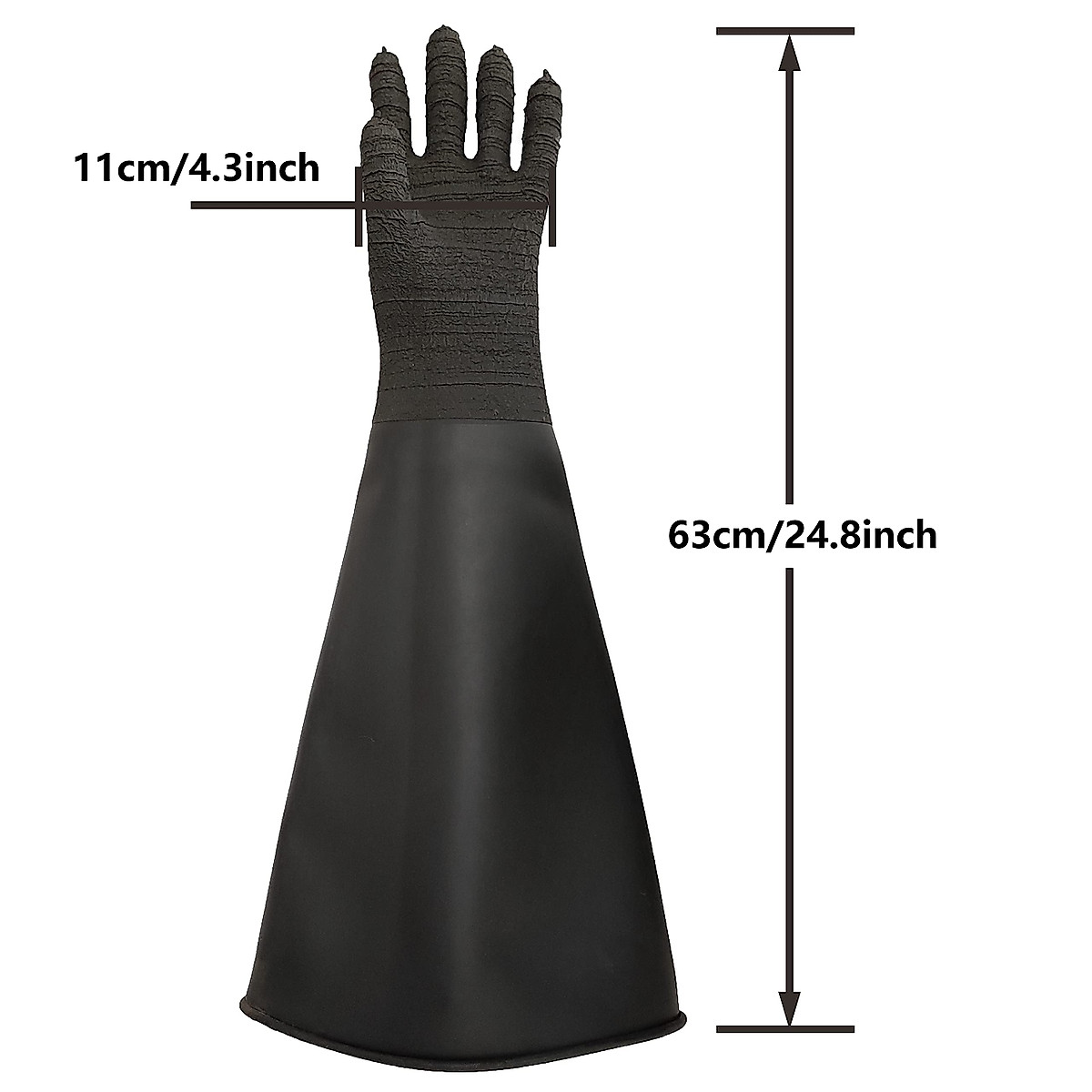 HOLDWIN Heavy Duty Sandblasting Gloves 24.8" Rubber Gloves for Sandblaster Protective Safety Work Black Striped Gloves