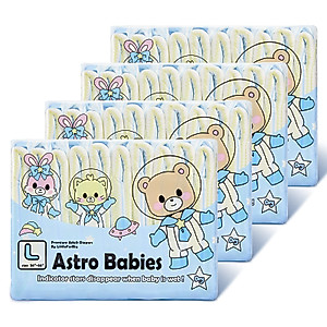 Littleforbig Printed Adult Brief Diapers 40 Pieces (4 Packs) - Astro Babies(L)