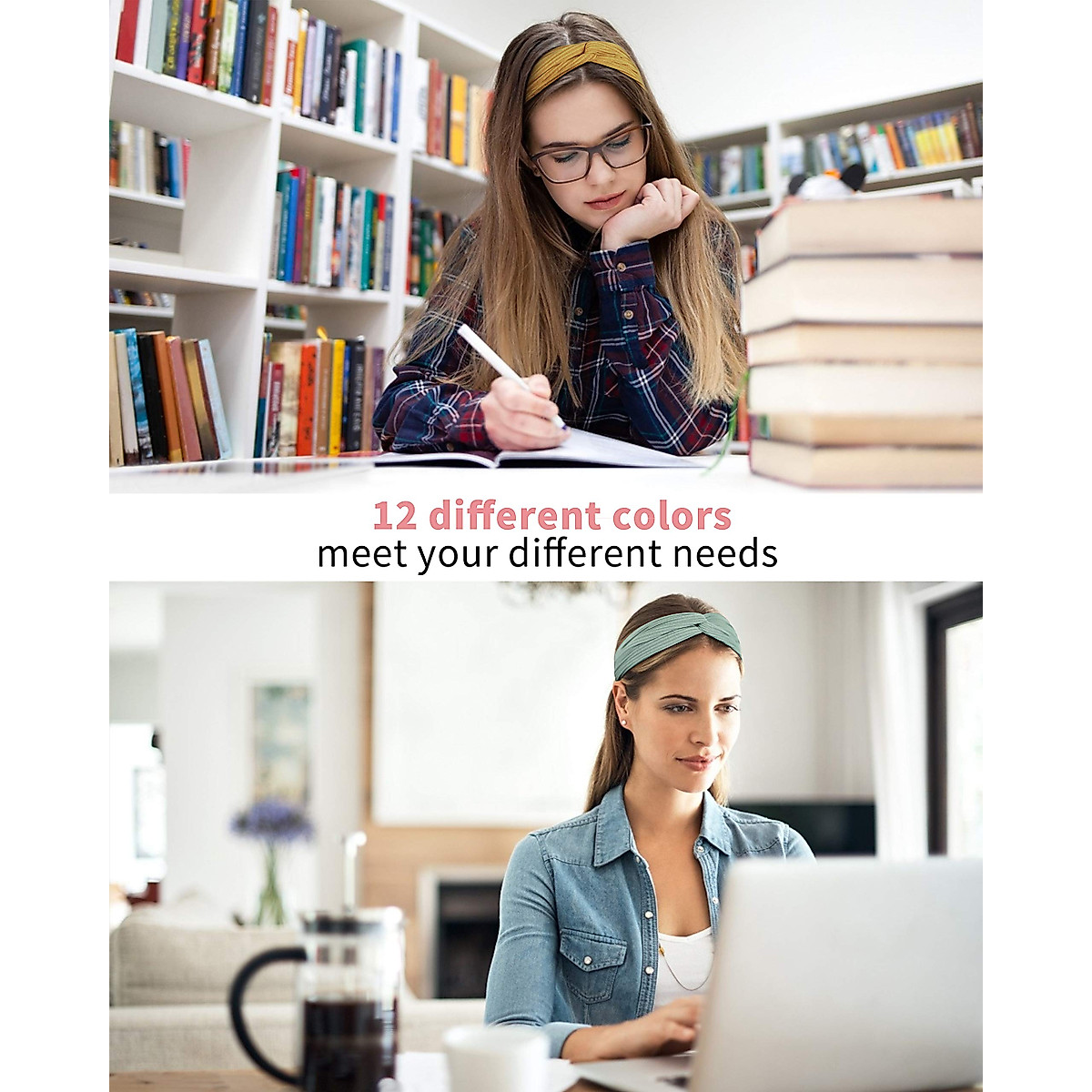 Knotted Headbands for Women and Girls, Head Bands No Slip Fashion for Women and Girls, 12 Pcs Headbands for Girls with 12 Colors