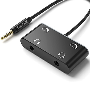 Cubilux 3.5mm Dual Headphone Splitter, Volume Control, Compatible with Laptops, Tablets, Phones