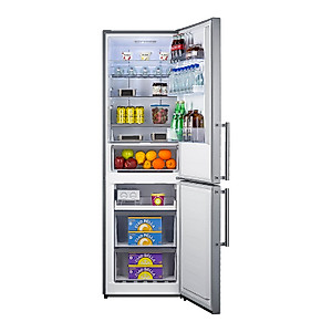 Summit Appliance FFBF235PL 24" Wide Bottom Freezer Refrigerator, Energy Star, LED Lighting, Stainless Steel (RHD)