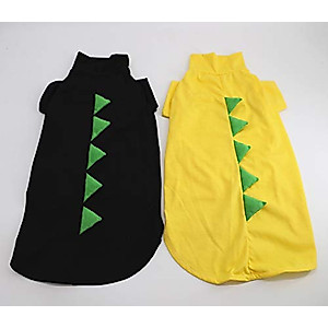 Dinosaur Design Sphynx Hairless Cat Clothes Cute Breathable Summer Cotton Shirts Cat Costume Pet Clothes,Round Collar Kitten T-Shirts with Sleeves, Cats & Small Dogs Apparel (XL (9-12.1 lbs), Black)