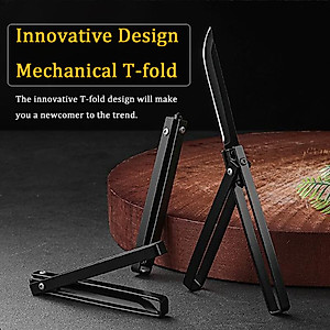 2 Piece Slim Pocket Knife, Slim EDC Knife with Leather Case, Folding Knife with Glass Breaker for Home Using, Outdoor Camping, Fishing, Hunting, Black