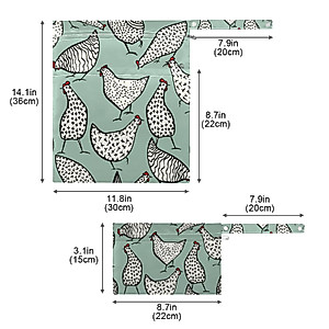 susiyo Cloth Diaper Wet Dry Bags Cute Farm Chickens Hens Waterproof Reusable Wet Bags with Two Zippered Pockets Baby Stroller Travel Beach Pool Gym Bag for Dirty Clothes Wet Swimsuits 2 Pack