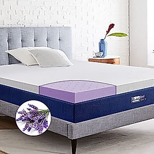 BedStory Memory Foam Mattress Topper Queen Size, 2 Inch Lavender Cooling Bed Pad with Removable Cover, Ventilated Design & Pressure Relieving, Tailorable for Sofas, RVs, Outdoors…