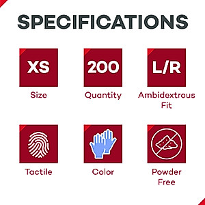 Dealmed Medical Exam Gloves – 200 Count XS Nitrile Disposable Non-Irritating Latex Free Multi-Purpose Use Gloves for a First Aid Kit and Medical Facilities