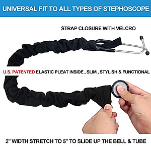 ABAMERICA Stretchy Stethoscope Cover Scrunchie, Stretchy Slim Looking Stethoscope Sleeves Universal Fit to All Types of Stethoscopes