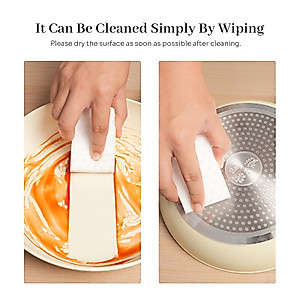 ZHANG XIAO QUAN SINCE 1628 Frying Pan 10", Aluminium Nonstick Skillet, Ceramic Coating pan, Cream White Nonstick Pan, Omelette Pans for Induction, Electric Stove and Gas Cooktops