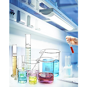 QWORK Thick Glass Measuring Beaker and Graduated Cylinder Set - Perfect for Science Labs, School Projects, and Home Labs, 50/100/ 250/500/ 1000 ml Beakers and 5/10/ 50/100 ml Cylinders