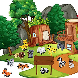 Jellydog Toy Mini Animals Building Blocks, 12PCS Party Favors Blocks Set for Kids, Prizes Birthday Gifts Goodie Bag,Cake Topper,Gift Box