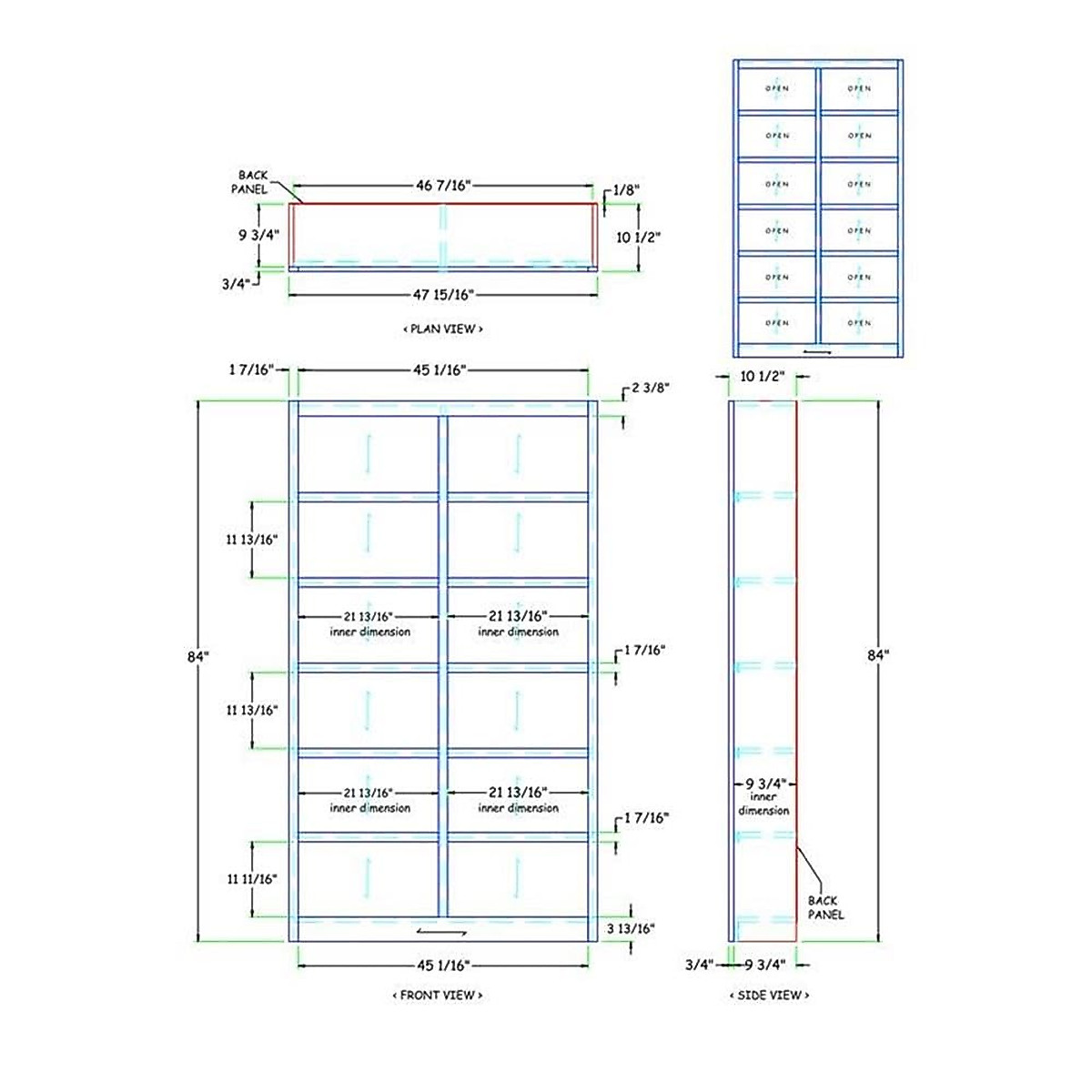 Home Square Tall 12-Shelf Double Wide Solid Wood 84" Bookcase, Set of 2, in Dry Oak