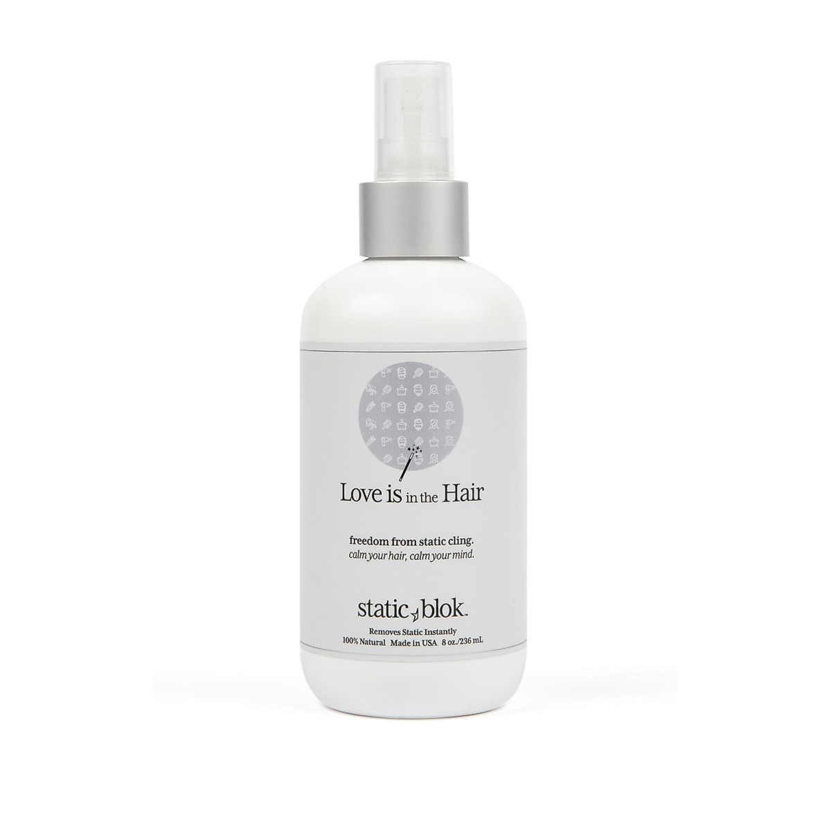 Static Blok Anti-Static Spray for Hair - Instantly Eliminate Static Cling, Shocks, Flyaways- Long-Lasting All-Day Freshness - works on Natural and Synthetic Wigs - 8oz