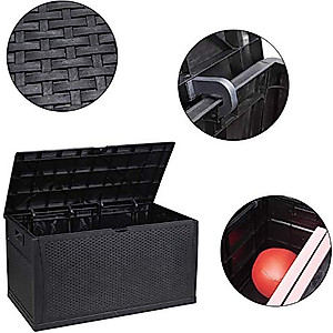 OVASTLKUY 120 Gallon Large Deck Box, Outdoor Storage Box Waterproof Resin Indoor/Outdoor Storage Container and Seat for Patio Cushions (Black)…