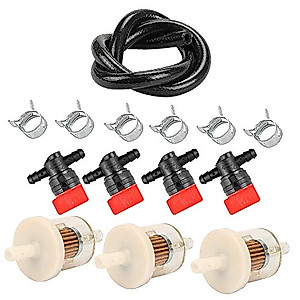 Panari 1/4" Fuel Hose Gas Inline Straight Cutoff Shut Off Valve Clamp for 493960 494768 698183 283207 95162S Oregon 07-406 AM36141 AM107340 Toro 1-603770 54-3150