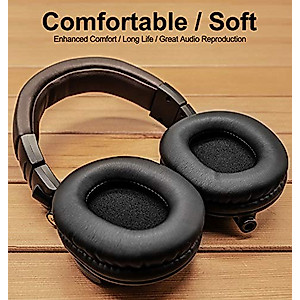 Replacement Ear Pads Compatible with ATH M50X M40X | Also Fits MDR 7506 / MDR V6 / MDR CD900ST / Stealth 600 & More | Ear Pads with Enhanced Memory Foam (Black)