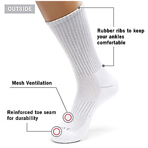 MONFOOT Women's and Men's 8 Pairs Athletic Cushion Crew Socks Black Medium, multipack