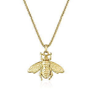 Ross-Simons Italian 18kt Gold Over Sterling Bumblebee Pendant Necklace. 18 inches