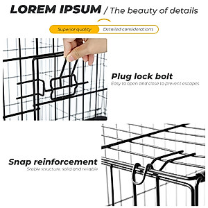 48 Inches Dog Crate Large Foldable Dog Kennel Metal Wire Pet Dog Cage with Double-Door Leak-Proof Tray Divider Panel and Handle for Dog Cat Pet,Black 48”X31”X29”