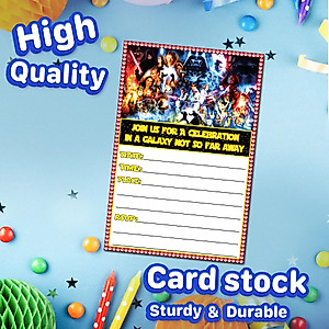 Set of 30 Invitation Cards Star Wa -Themed Happy Birthday Invitation Cards - Lightweight (230g), Postcard Style Invites for the Perfect Party Pack