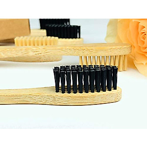 Goaycer Bamboo Toothbrush Medium Bristle, 10Pcs Biodegradable Bulk Wooden Toothbrushes