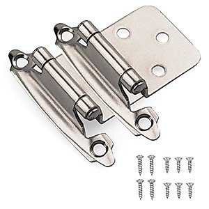Double Elite 1/2" Overlay Satin Brushed Nickel Cabinet Hinges 25 Pairs(50Pcs),Self Closing Hinges for Kitchen Cabinet/Cupboard/Furniture Doors,Silver Kitchen Cabinet Door Hinges with Upgraded Screws