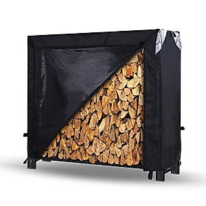 NEVERLAND Firewood Rack Cover 4ft Waterproof Outdoor Heavy Duty for Firewood Log Rack Fireplace Holder Storage Covers Black