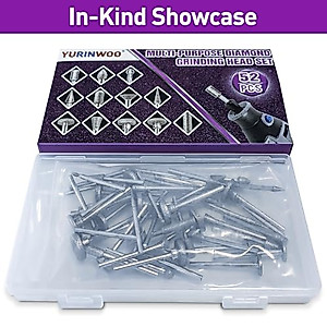 Stone Carving Set Diamond Grinding Bit Compatible with Dremel, 52Pcs Polishing Kit Diamond Bits 1/8" (3mm) Shank Accessories for Stone Glass Ceramics Carving, Polishing, Grinding